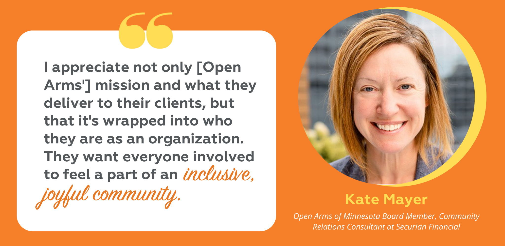 Q&A with Open Arms board member, Kate Mayer - Open Arms of Minnesota